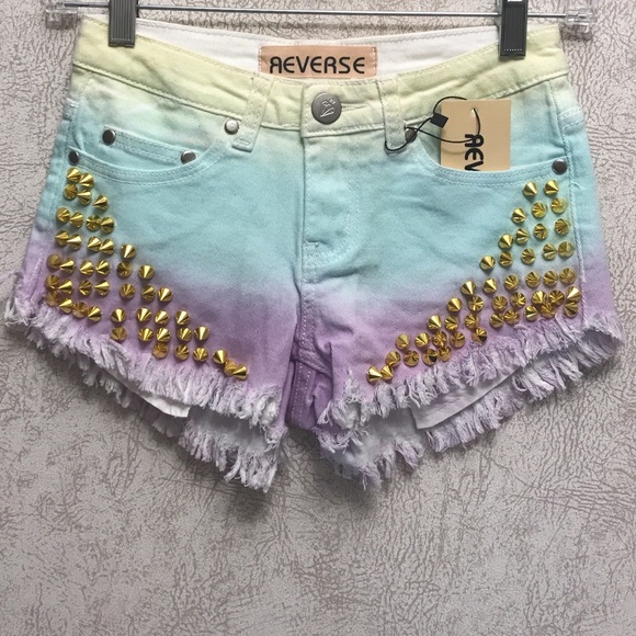 Reverse | Shorts | Nwt Reverse Denim Shorts With Studs | Poshmark